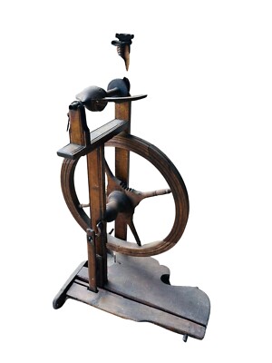 Antique Wood Primitive Spinning Wheel Exquisite Wooden Upright | eBay