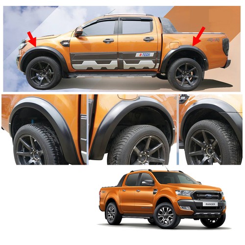 Rough 4Inch Fender Flares Matte Black Fits Ford Ranger T7 Double Cab ...