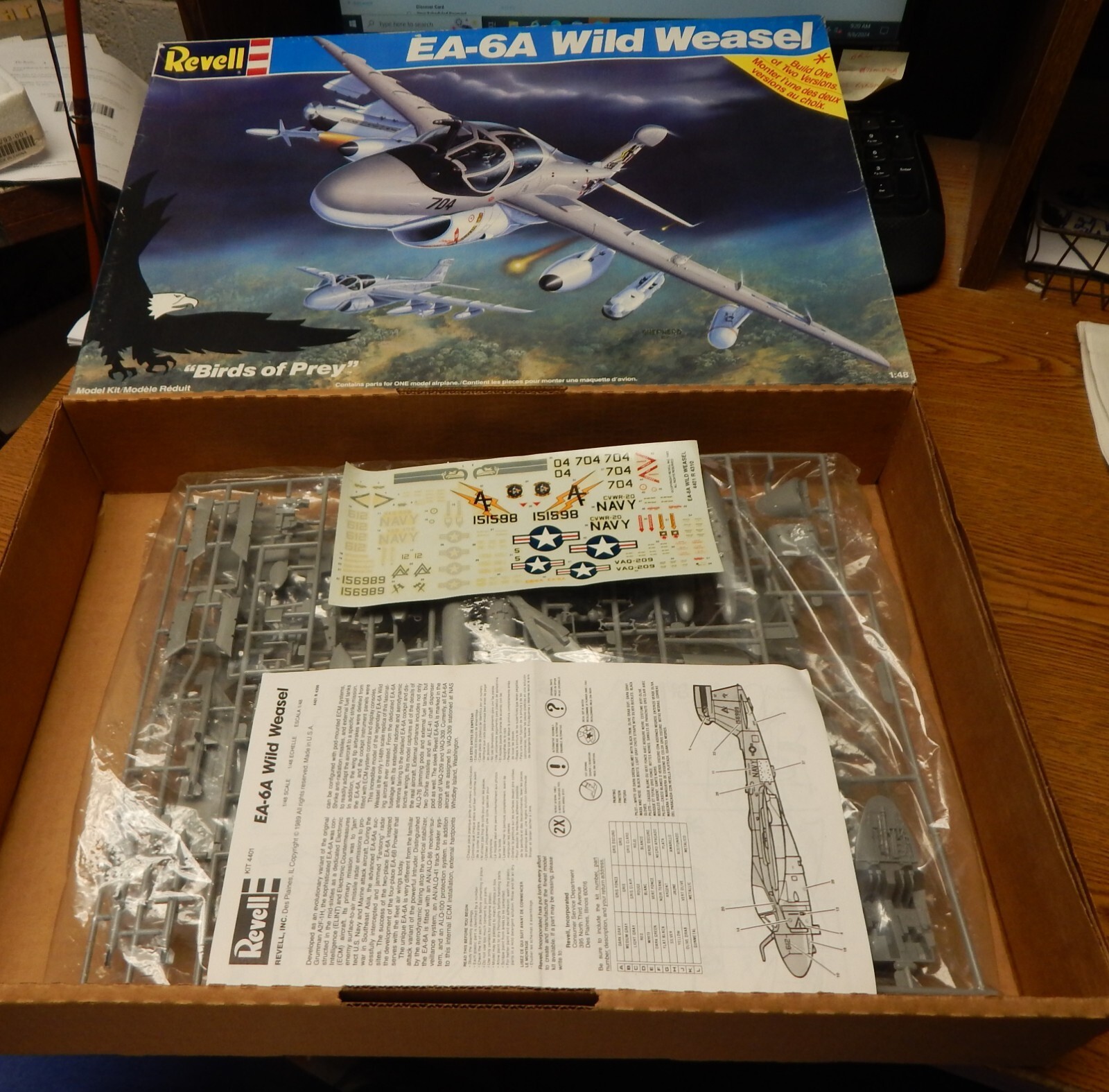 REVELL 4401 EA-6A WILD WEASEL PLANE MODEL KIT 1/48 NEW IN OPEN BOX ...