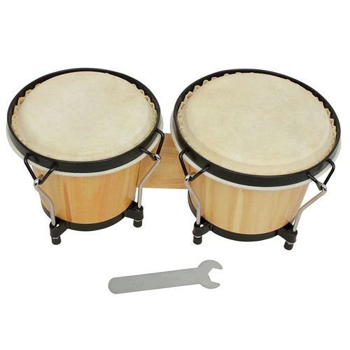 Bongo Drums with Tuning Wrench Bongos Drum Set Wood Percussion ...