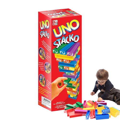 UNO Stacko Party Game Colored Stacking Blocks Balance Mattel S/L 45 Pieces Block | eBay