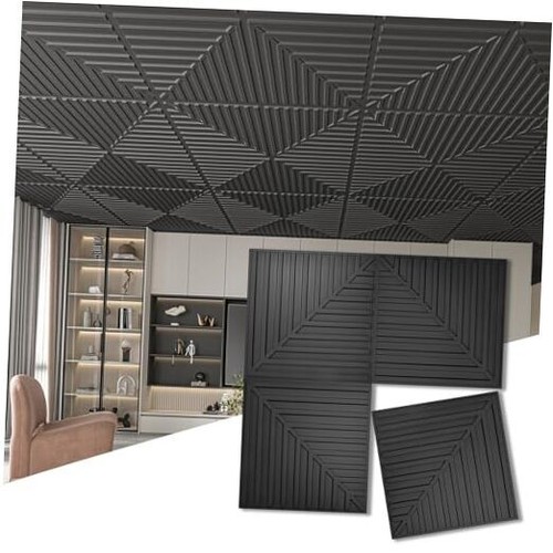 12-Pack Drop Ceiling Tiles 2x2 FT, PVC 3D Textured Panels for 24" x 24 ...