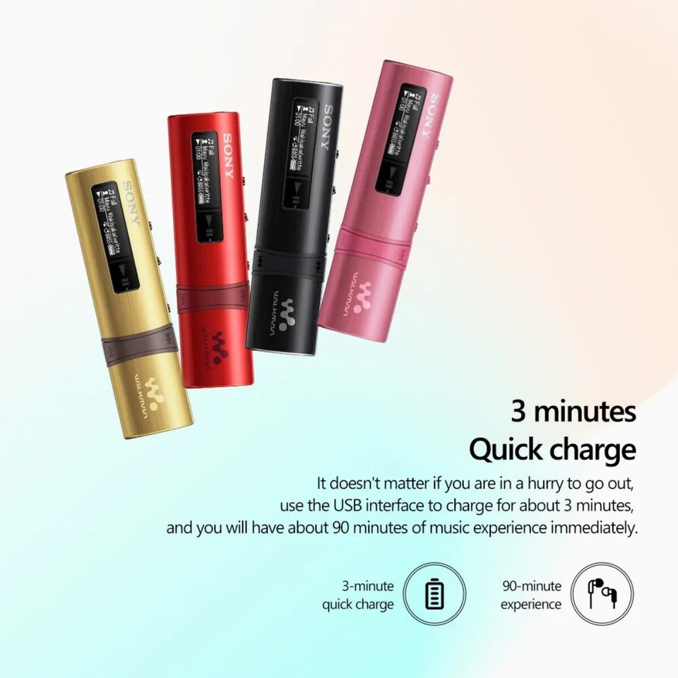 Red Sony MP3 NWZ-B183F Protable Music Player 4GB Walkman USB MP3 Player ...