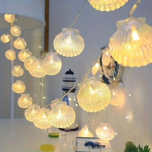 Seashell String Lights 1.5m Home Decor, Shell Fairy Lights, Battery ...