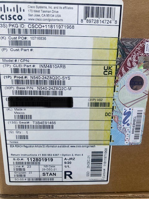 Cisco N540-24Z8Q2C-M Router w/ DC Power N540-PWR400 x2 for sale online ...