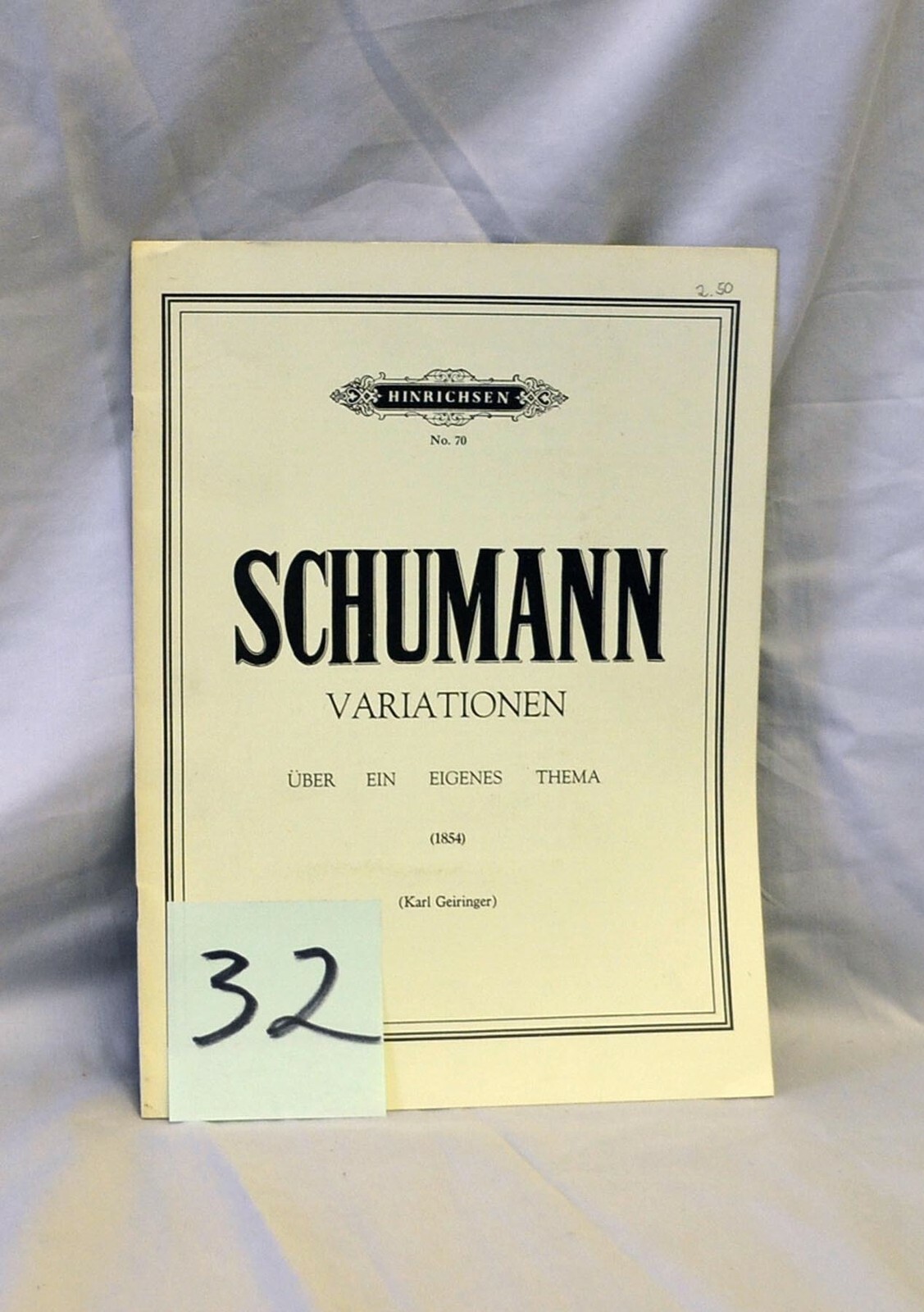 HINRICHSEN No.70 SCHUMANN VARIATION 1854-KARL GEIRINGER | eBay