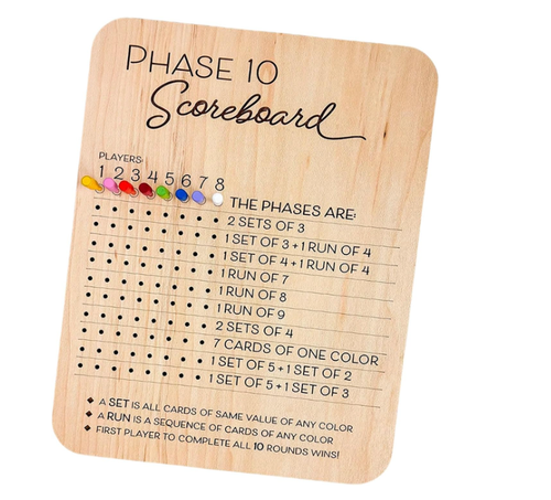 Phase 10 Score Board, 2025 Wooden Phase 10 Scoreboard and Round Tracker ...