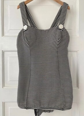 Vintage 50s 60s swimsuit Funsten black & white stripe Helanca nylon one ...
