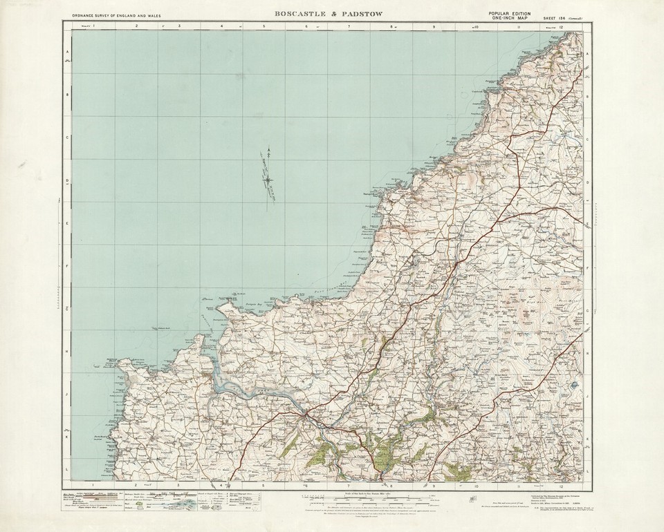1913 Map of England|Sheet 136. Boscastle & Padstow - Sheet 136 ...