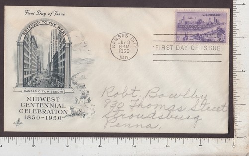 B553 Midwest Centennial cover stamp Kansas City MO Robert Bowlby ...