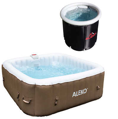 ALEKO Square Inflatable 6 Prs Hot Tub Spa and Round 1 Prs Cold Ice ...