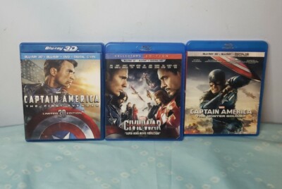 Captain America Trilogy 3D Blu-Ray Lot First Avenger Winter Soldier ...