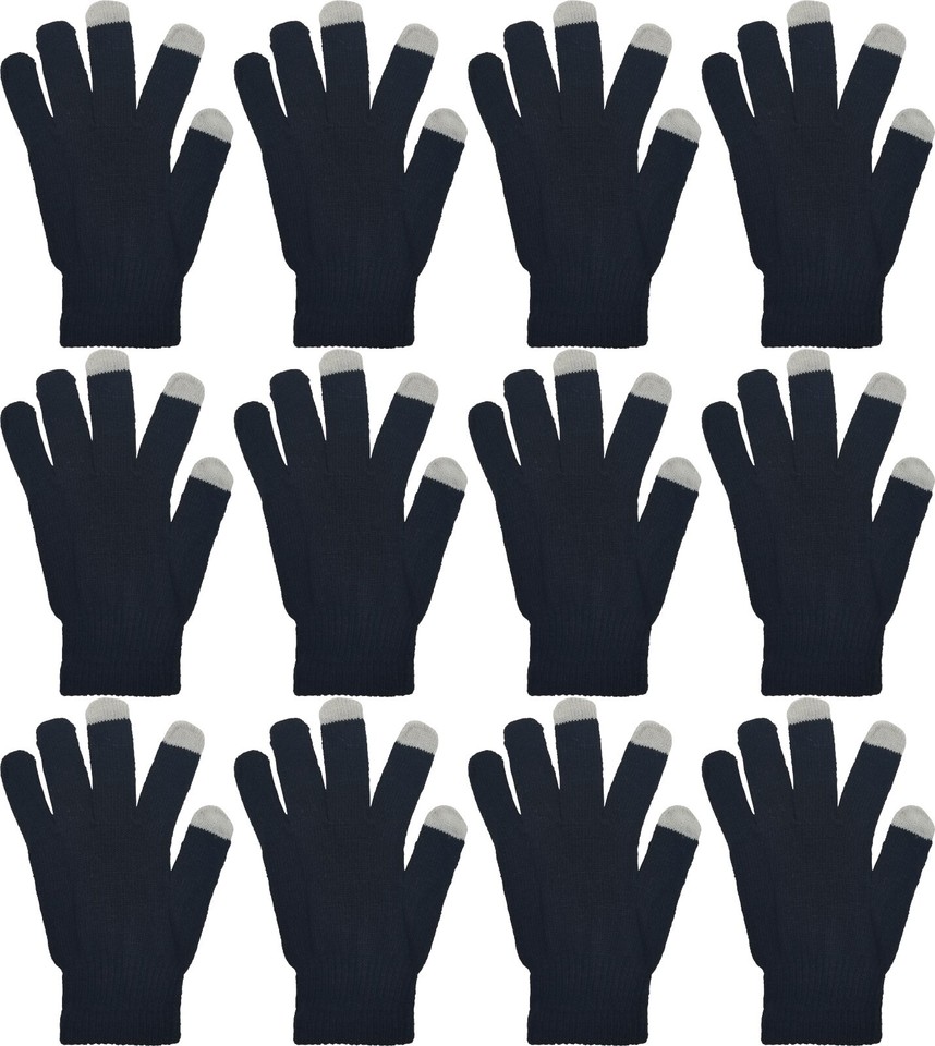 Winter Magic Gloves, 12 Pairs Stretchy Warm Knit Bulk Pack Mens Womens ...