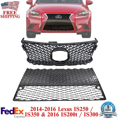 Front Upper & Lower Grille Assembly Primed For 2014-2016 Lexus IS250 ...