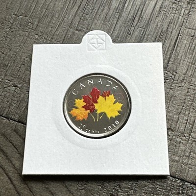 2010 Canada RARE COLOUR maple Leaves Quarter | eBay