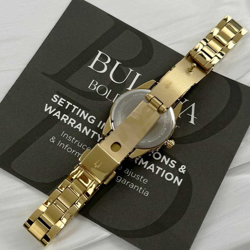 Bulova Sutton Gold Diamond White Dial Stainless Steel Women's Quartz ...