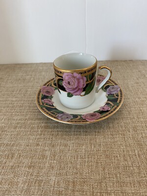Cup And Saucer Demitasse Cosmos Made In Japan Gold Color Trim Pink ...