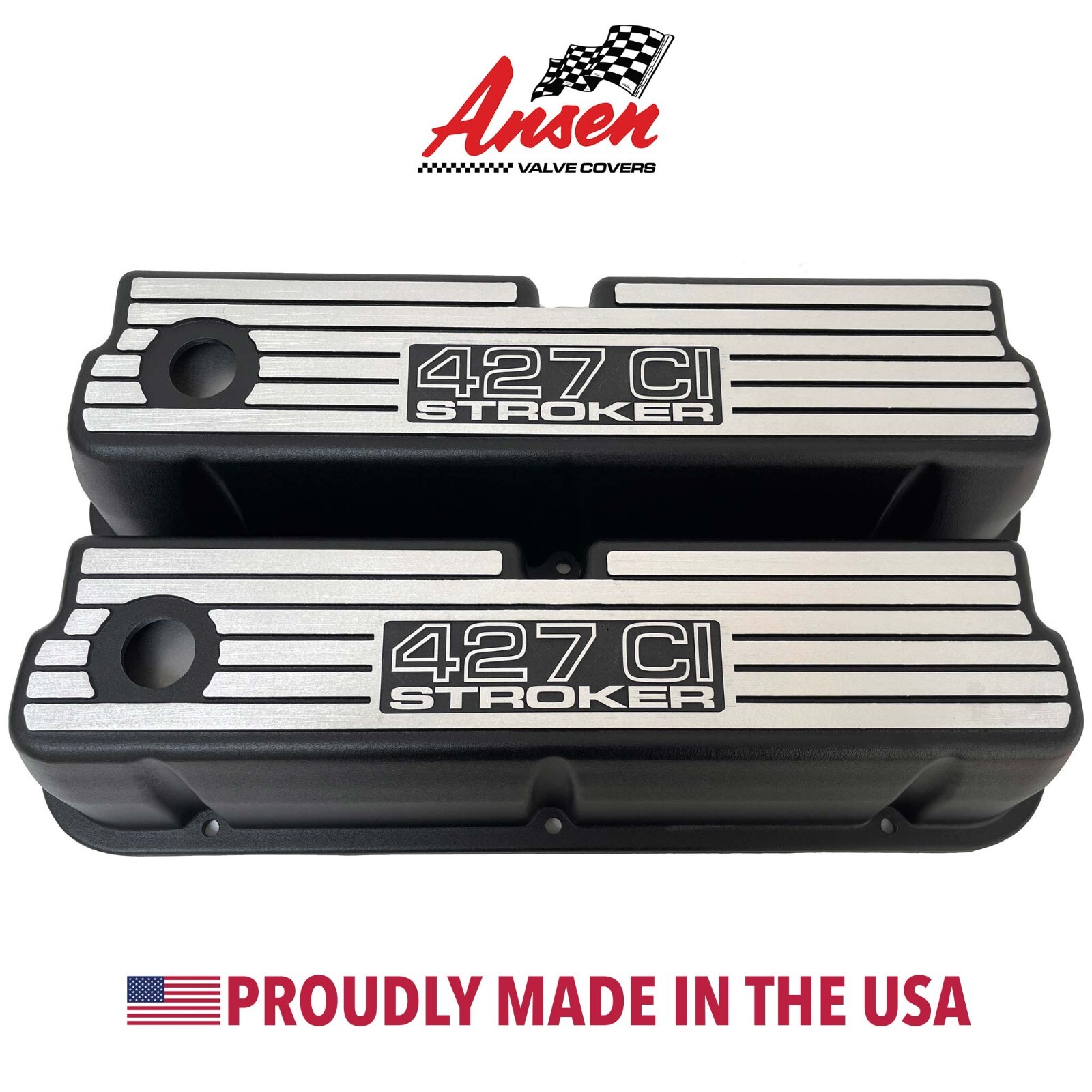 Ford 427 C.I. STROKER Tall Windsor Valve Covers - Wide Finned Style ...