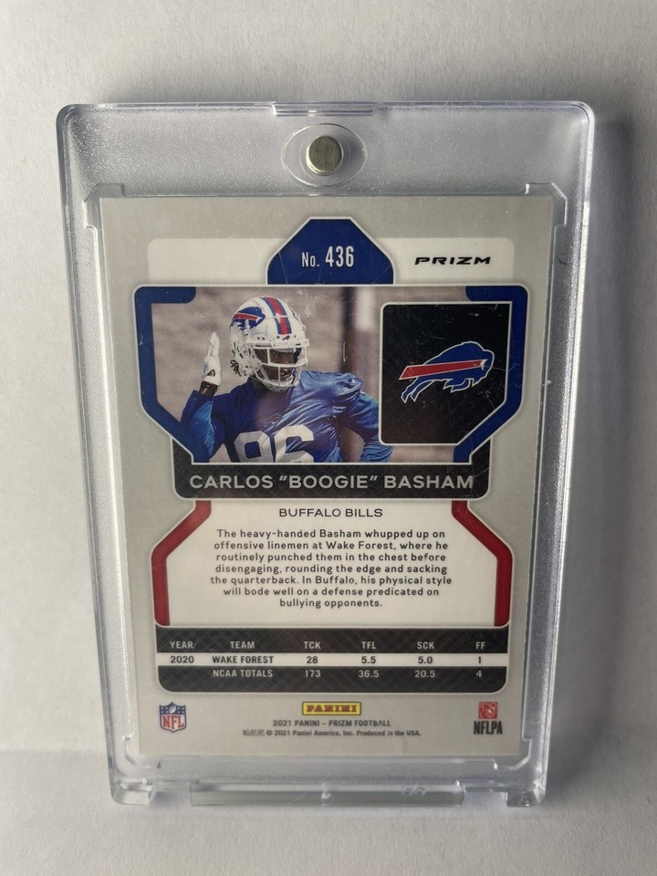 CARLOS "BOOGIE" BASHAM 2021 Panini Prizm GREEN PULSAR Rookie RC #436 ...