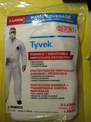 DuPont Tyvek Trimaco Basic Coverage Durable Protective Coveralls 14123 Sz XL NEW | eBay