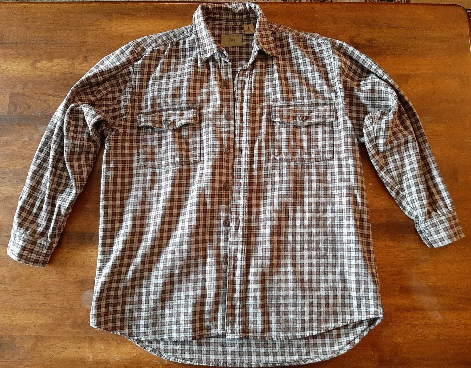 Moose Creek Flannel Shirt Adult Large Brown Plaid Heavy Hunting Rugged ...