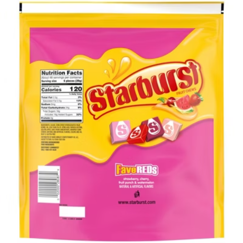 Starburst FaveRed Chewy Candy Individually Wrapped Fruit Candies - 50oz ...