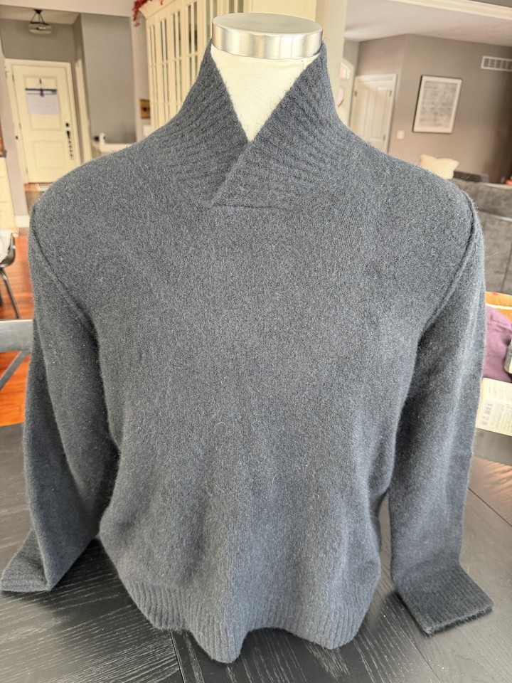 James Perse Men's Heathered Charcoal Cashmere 1/4 zip Sweater. Size 4 ...