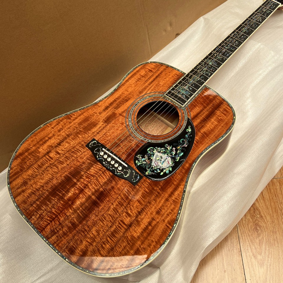 All KOA Wood 41 Inches D Type Acoustic Guitar Abalone Inlays Ebony ...