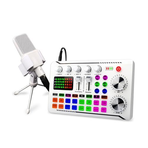 F998 Podcast Equipment Bundle with Audio Interface,Voice Changer, M998 ...