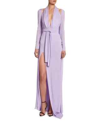 Tom Ford Cold-Shoulder Tie-Waist Halter Gown w/cape - With Tags- RRP ...