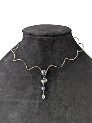 Deb Guyot Signed Pearl Quartz Crystal Drop Necklace Sterling Silver 925 ...
