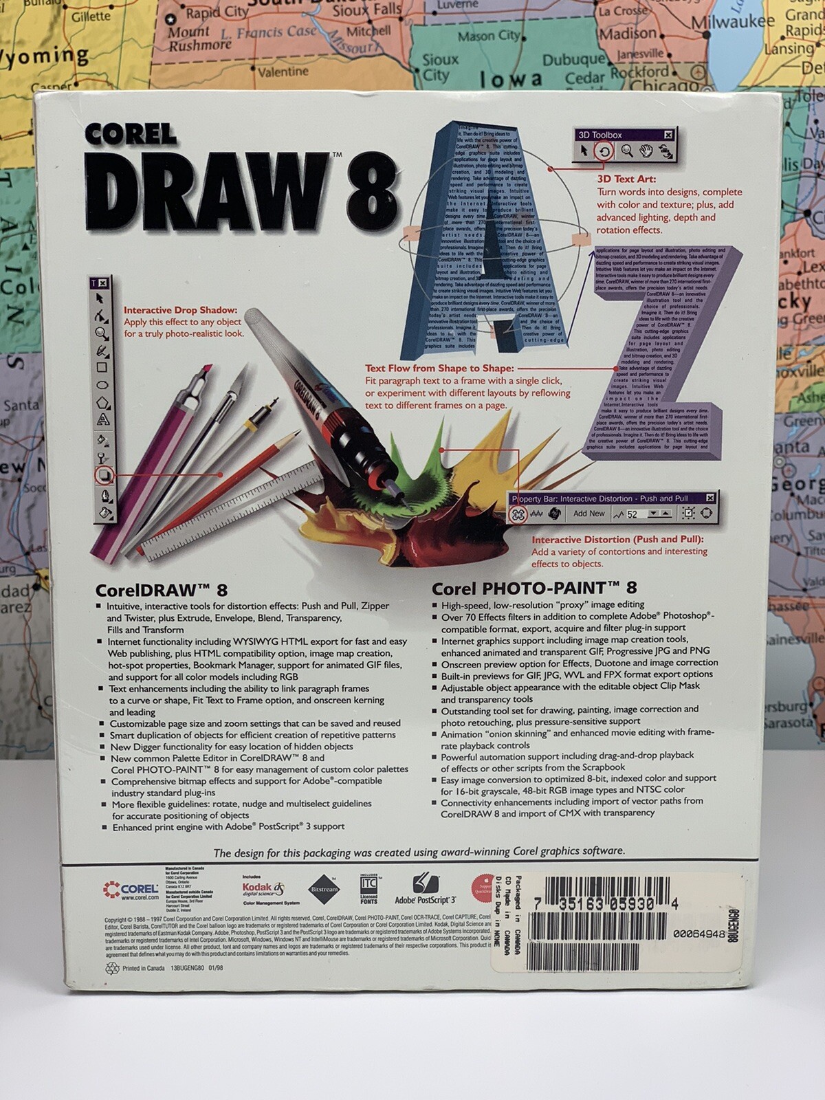 SHIPS SAME DAY Corel Draw 8 The Choice Of Professionals Intel MMX Big ...