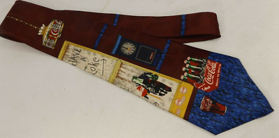Men's neck tie classic Coca Cola coke themed solid polyester pre owned ...