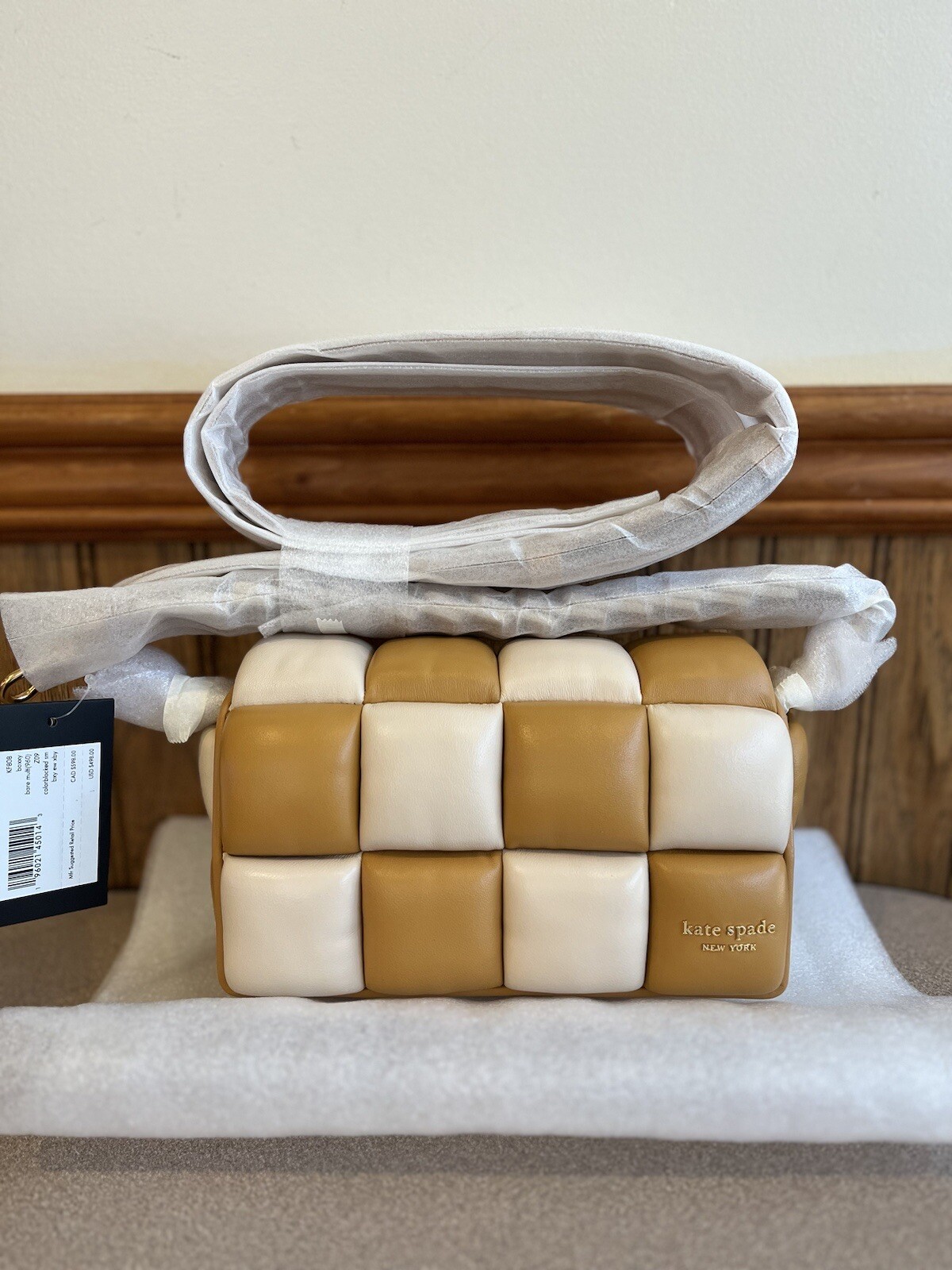 Kate Spade Boxxy colorblock leather small East West crossbody caramel ...