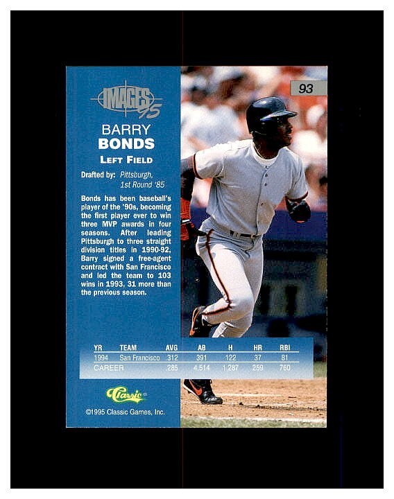 1995 Classic Images Four Sport Barry Bonds #93 | eBay 1995 Classic Images Four Sport Barry Bonds #93 | eBay