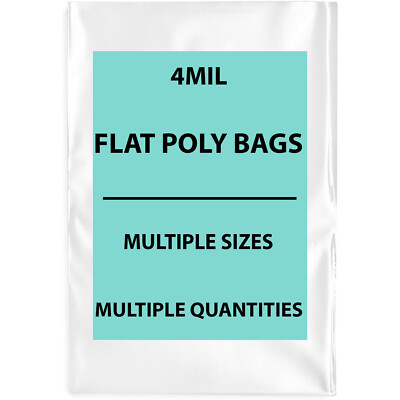 Multiple Sizes Clear Poly Bags 4Mil Flat Open Top Plastic Packaging ...