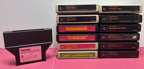 13 VTG Texas Instrument Game Lot Centipede Hangman Munchman A Maze Ing ...