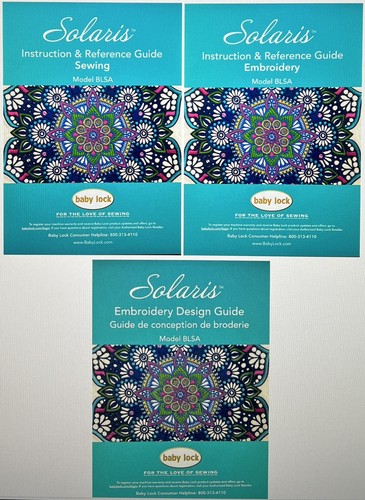 Baby Lock Solaris BLSA Sewing&Embroidery&Design-Guide Manual 3 Book ...