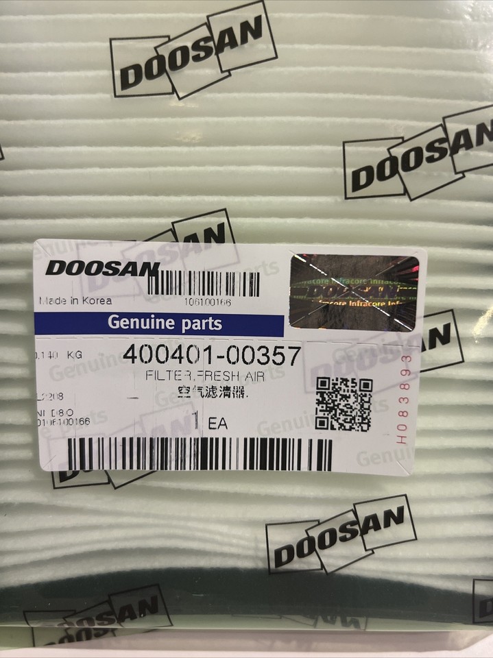 Genuine OEM Doosan 400401-00357 Fresh Air Filter, New & Free Shipping ...