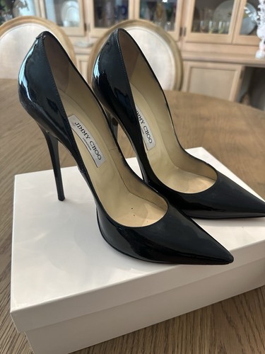 Jimmy Choo Black Patent Leather Anouk Pumps Size 38.5 | eBay