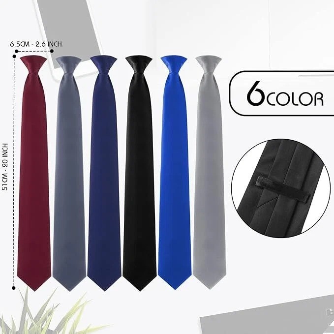 Clip on Ties for Men 6 Packs Solid Color MenS Tie Clip on Necktie 20 ...