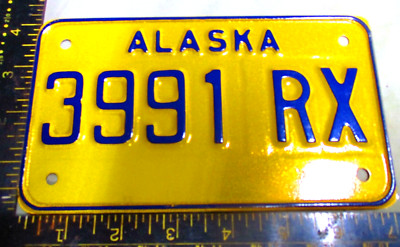 Alaska motorcycle license plate vintage collectible old biker garage ...