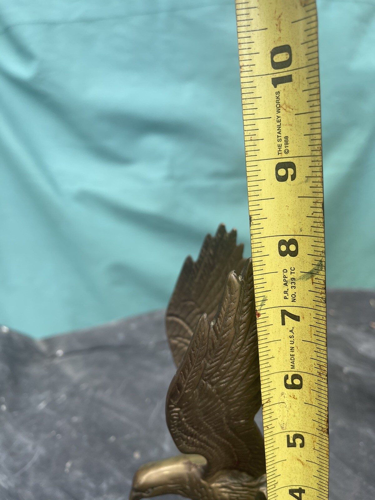 Large Solid Brass American Eagle Flag Pole Topper Finial marble base 8 ...