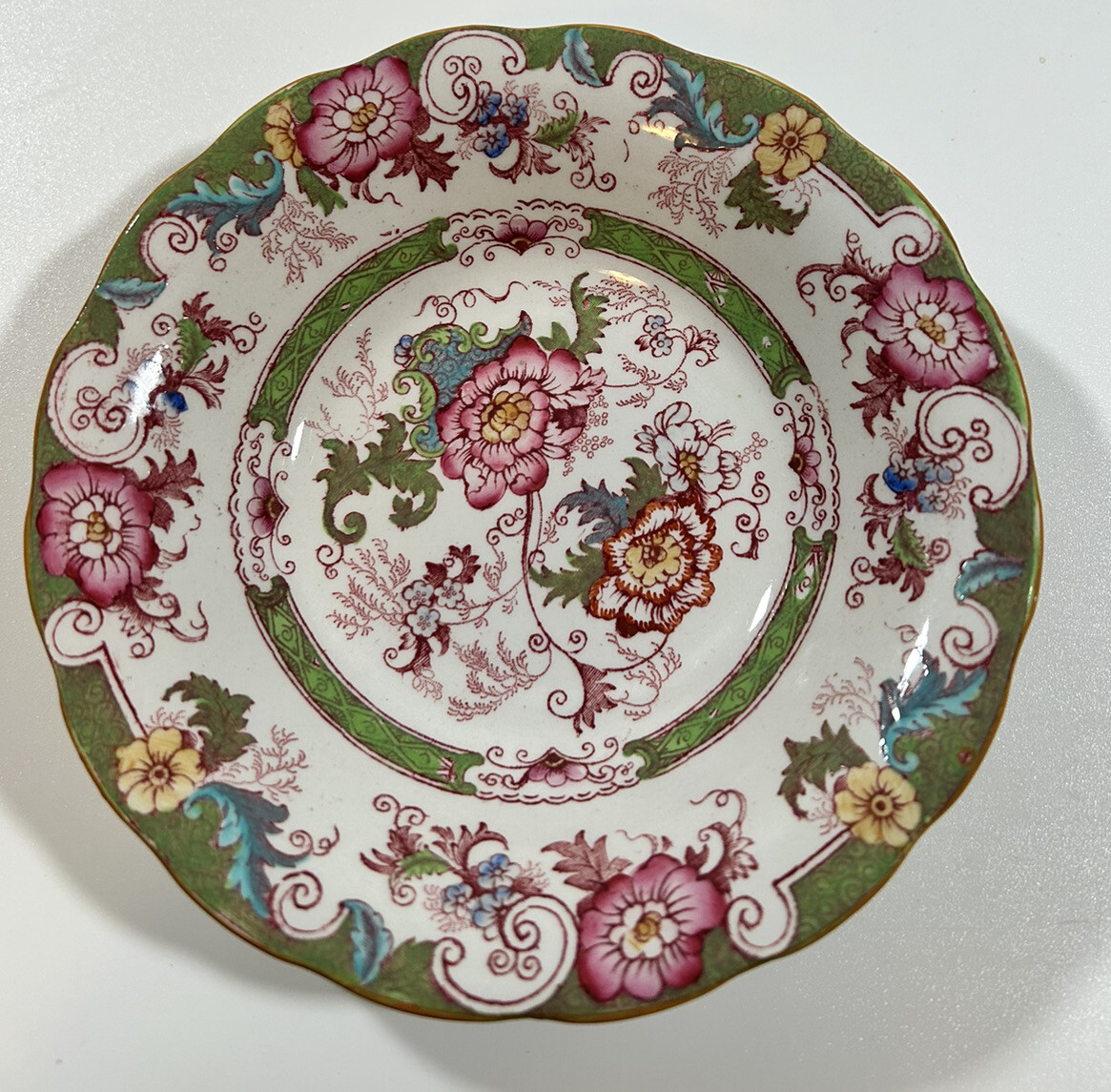 Vtg ROYAL CAULDON -Bentick Green (Scalloped)- 5.5" Sauce/Dessert Bowl ...