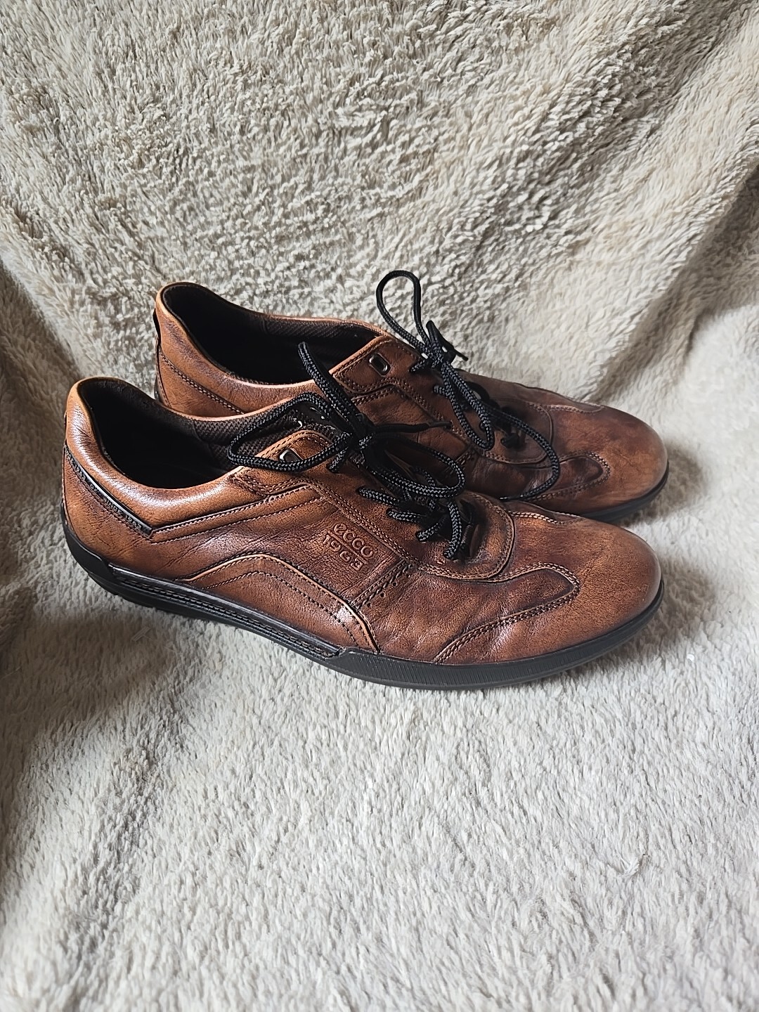 ECCO Men's 1963 DK Brown Leather Lace Up Casual Shoes… - Gem