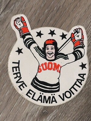 1984 CAMROSE COLLEGE VIKING CUP SUOMI Hockey logo STICKER TERVE ELAMA ...