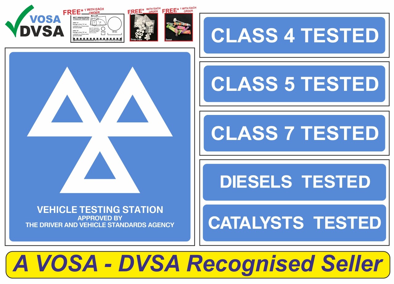 MOT 5 SIGN PACK | MOT | MOT SIGNS | VOSA DVSA | MOT SIGN PACK | GARAGE ...