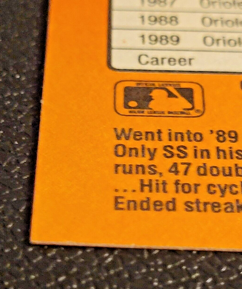 1990 Donruss Cal Ripken Jr. Error Card No "." DOT After "Inc" Rare HOF ...