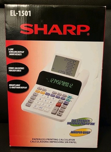 Sharp EL-1501 Paperless Printing Calculator Large 12-Digit LCD Whisper Quiet New | eBay