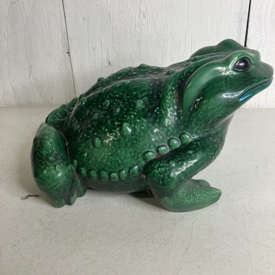 Vintage ARNELS Dark Green Large Ceramic Pottery Garden Decor FROG ...